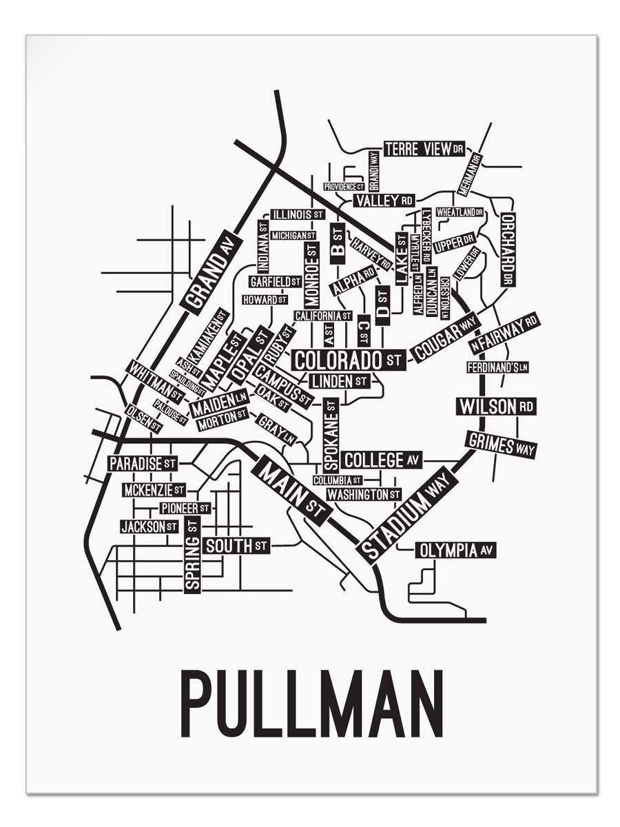 Pullman, Washington Street Map - Poster, Acrylic, Framed, and Metal ...