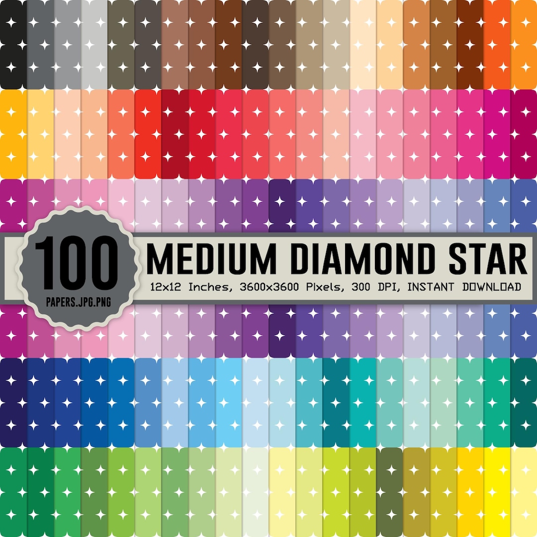 100 Seamless Medium Diamond Star Papers Diamond Star Pattern for ...