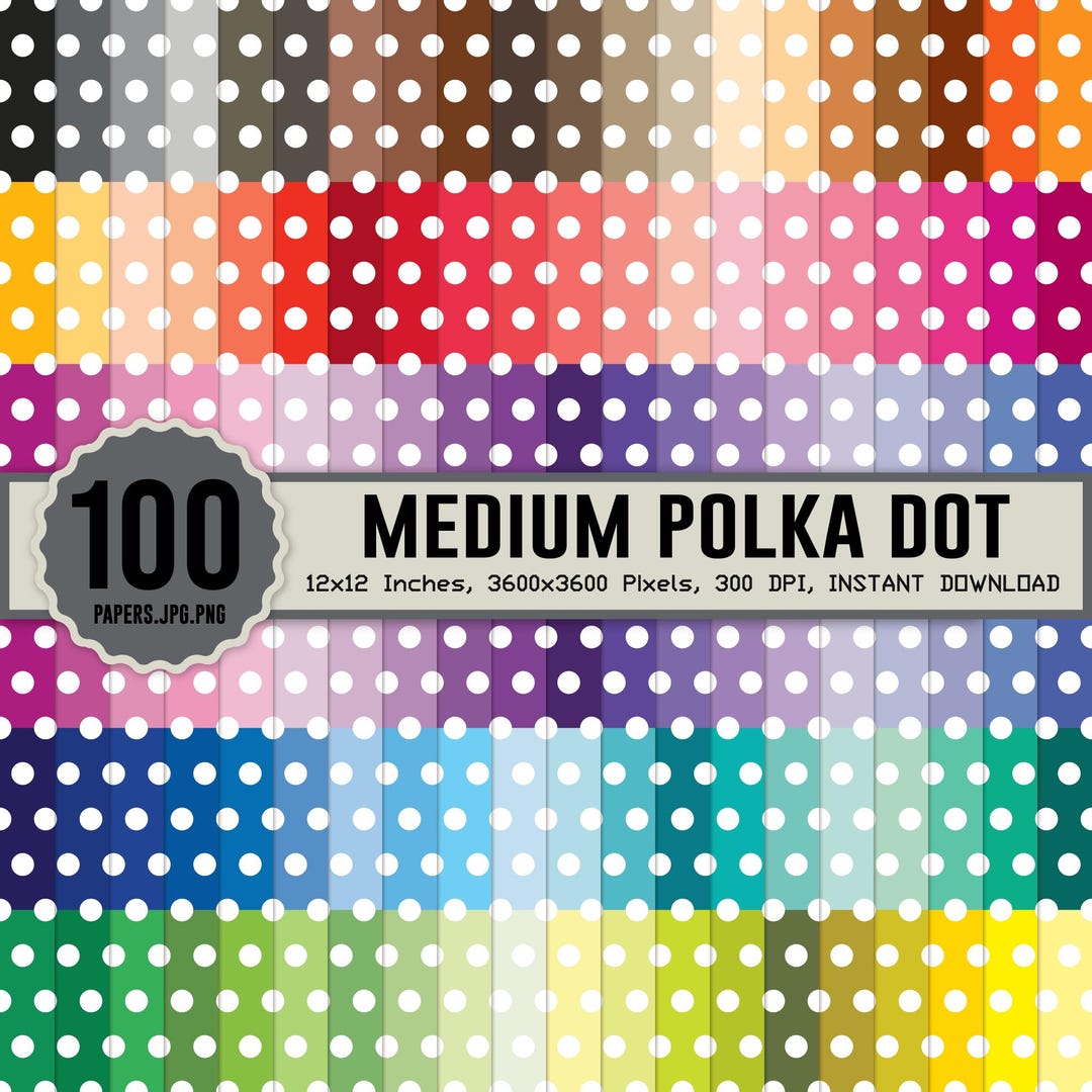 100 Seamless Medium Polka Dot Papers Polka Dot Pattern for Invitations ...