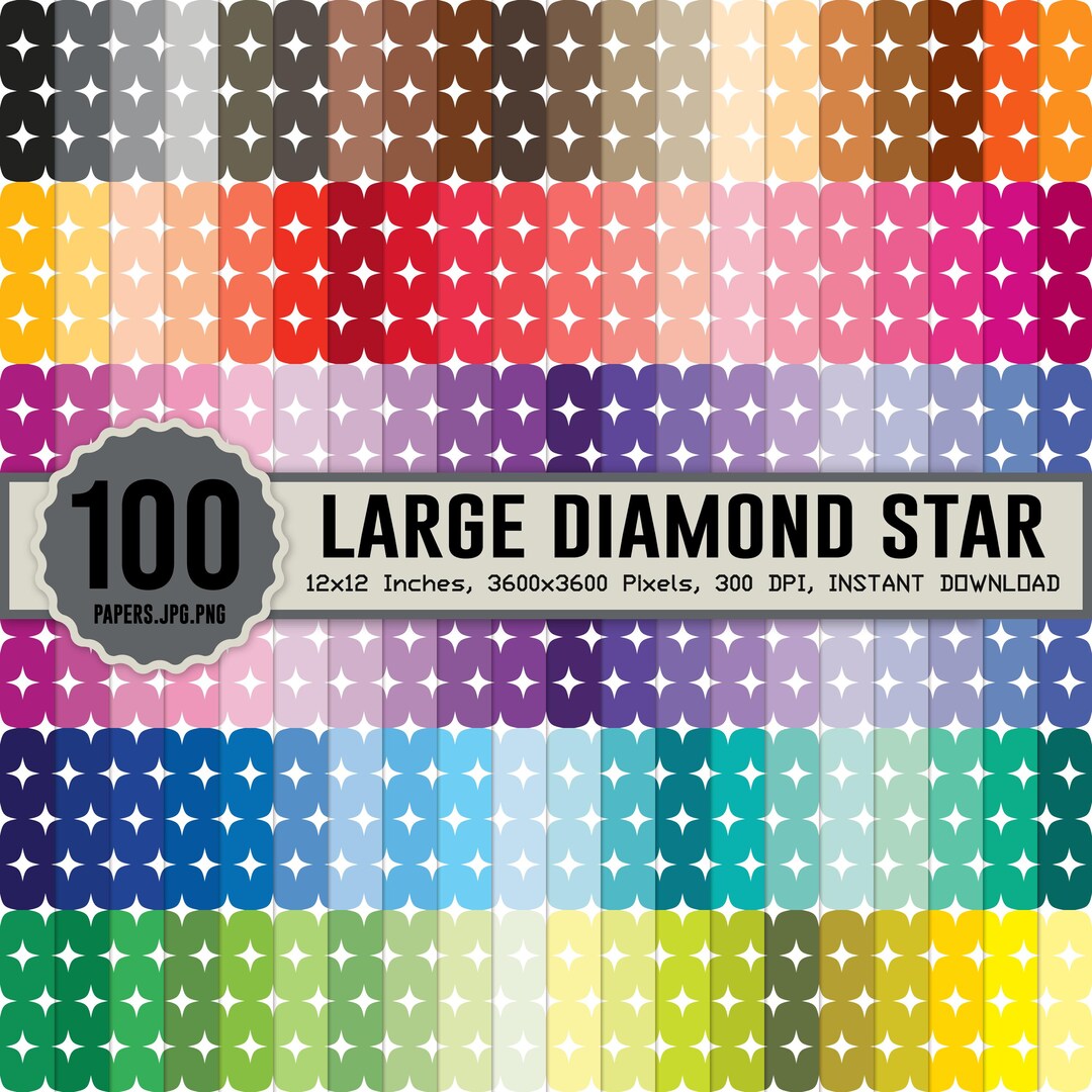 100 Seamless Large Diamond Star Papers Diamond Star Pattern for ...