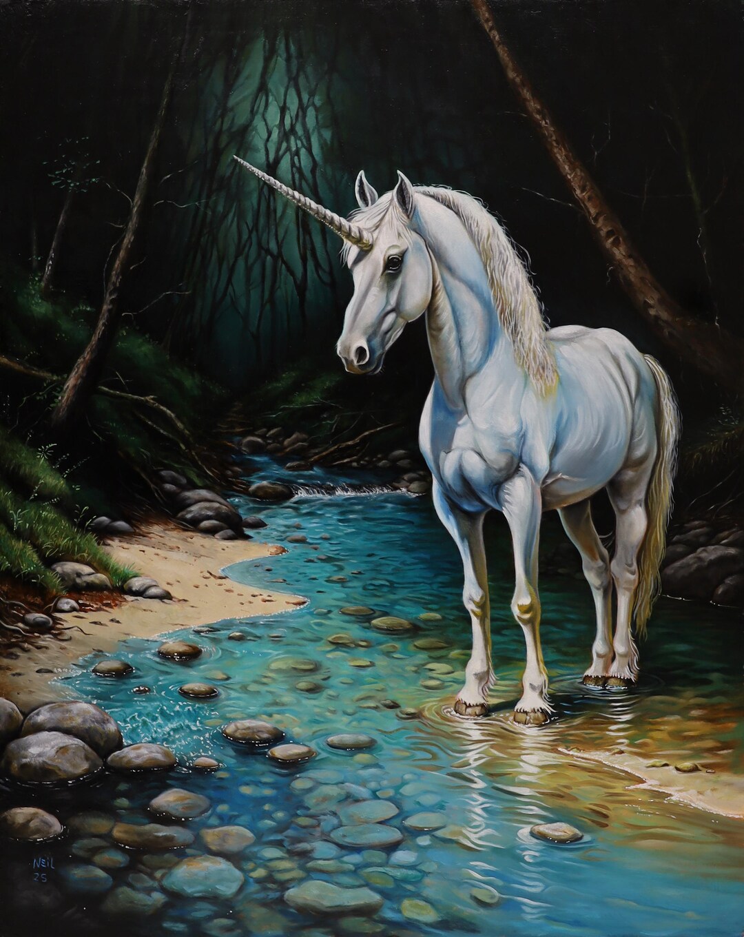 Original Hand Painted Oil Painting, Unicorn. - Etsy