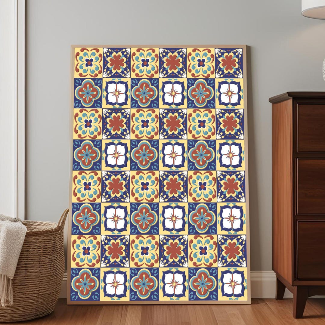 Colorful Spanish Tile Wall Art | Boho Mediterranean Printable Decor ...