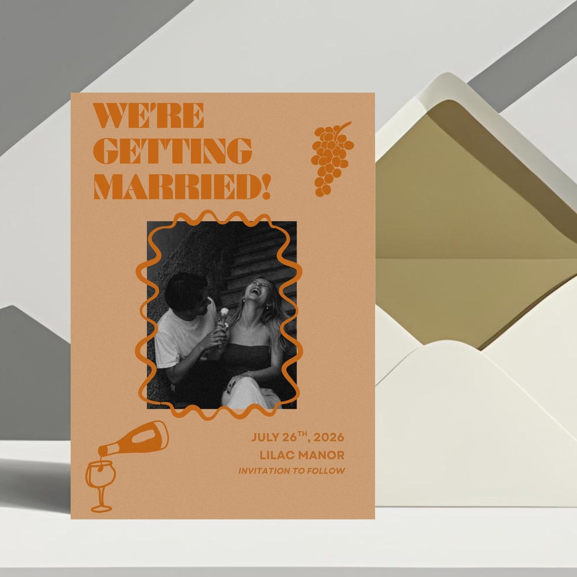 We're Getting Married! Editable Mid Century Modern Wedding Announcement ...