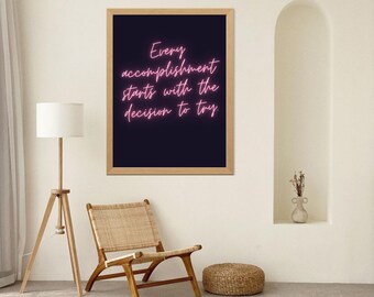 PROGRESS Neon Poster | Motivational Wall Art | Modern Glow Typography ...