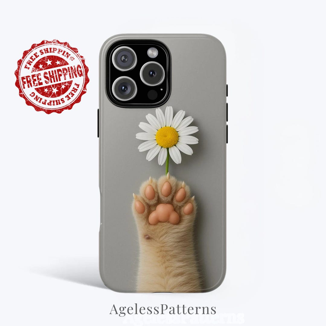 Floral Cat Paw Phone Case, Animal Lover Gift - Etsy