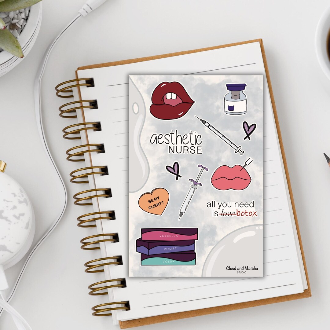 Aesthetic Nurse Injector Sticker Sheet, Nurse Stickers, Botox, Lip ...