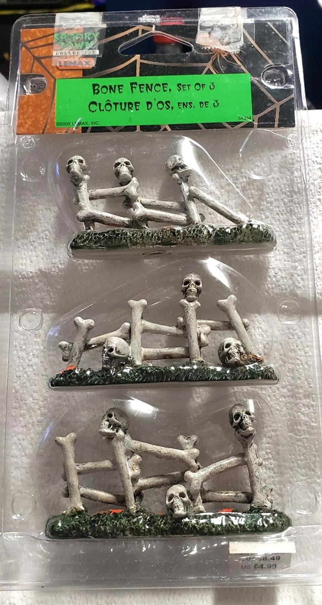 Lemax #54334 Spooky Town Bone Fence Set of 3 Halloween Decor, Excellent ...