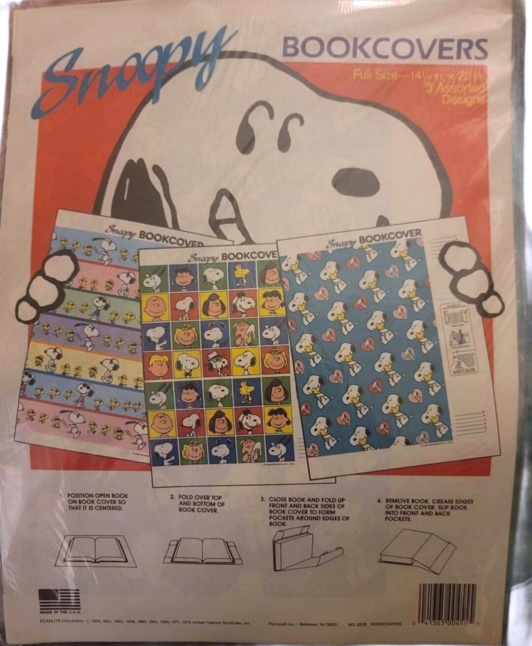 3 VTG Assorted Snoopy Peanuts Book Covers - 14.25" X 22" Sealed/new ...