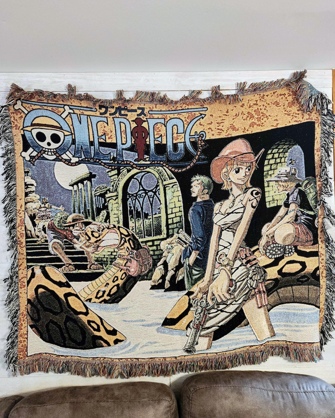 Straw Hat Gang, Luffy, Nami, Woven Blanket Tapestry, Eiichiro Oda Art ...