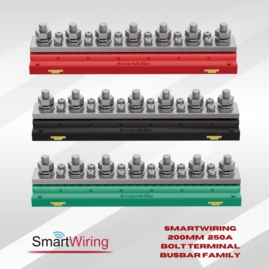 Smartwiring 250A Busbar, 12V–48V DC Distribution Block With Cover ...