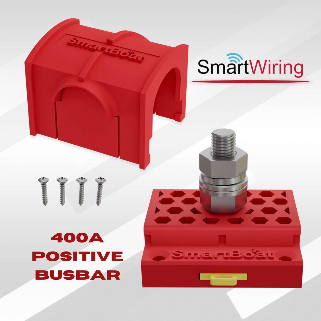 Smartwiring 400A Busbar, 12V–48V DC Distribution Block With Cover, M8 ...