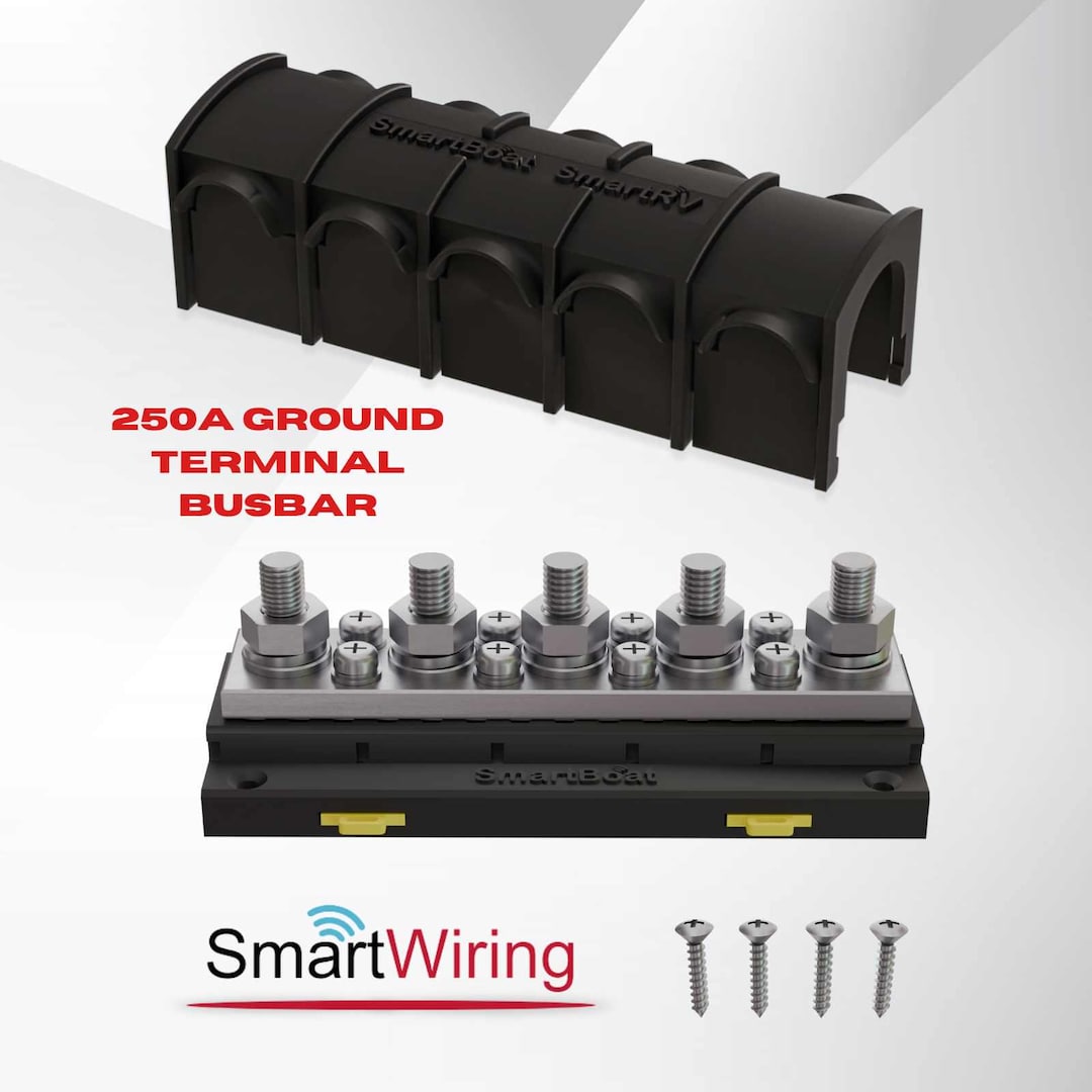 Smartwiring 250A Busbar, 12V–48V DC Distribution Block With Cover ...