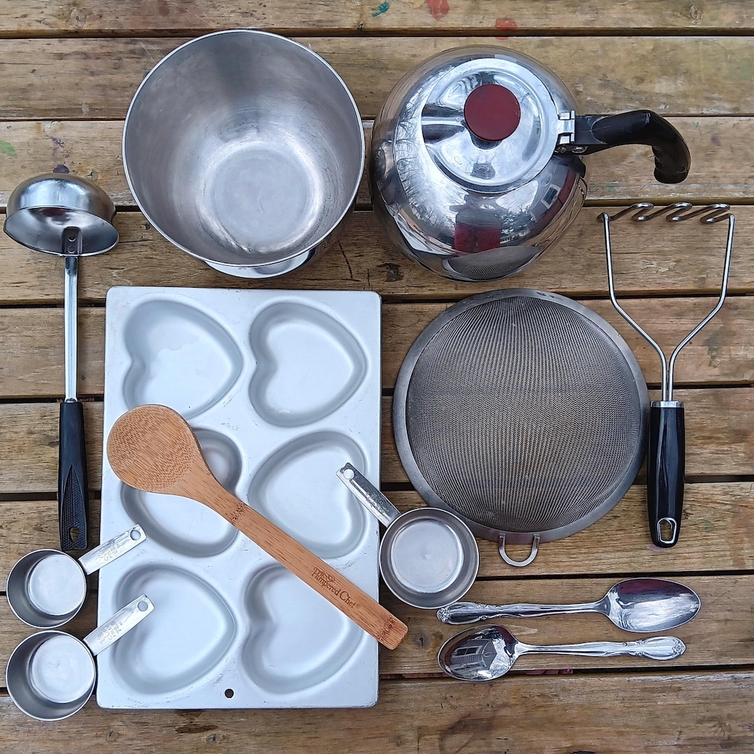 Mud Kitchen Starter Kit: Curated Pots, Pans, Tools, and Utensils for ...
