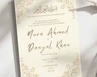 Digital Muslim Wedding Invitation Islamic Nikah Walima E-invite ...