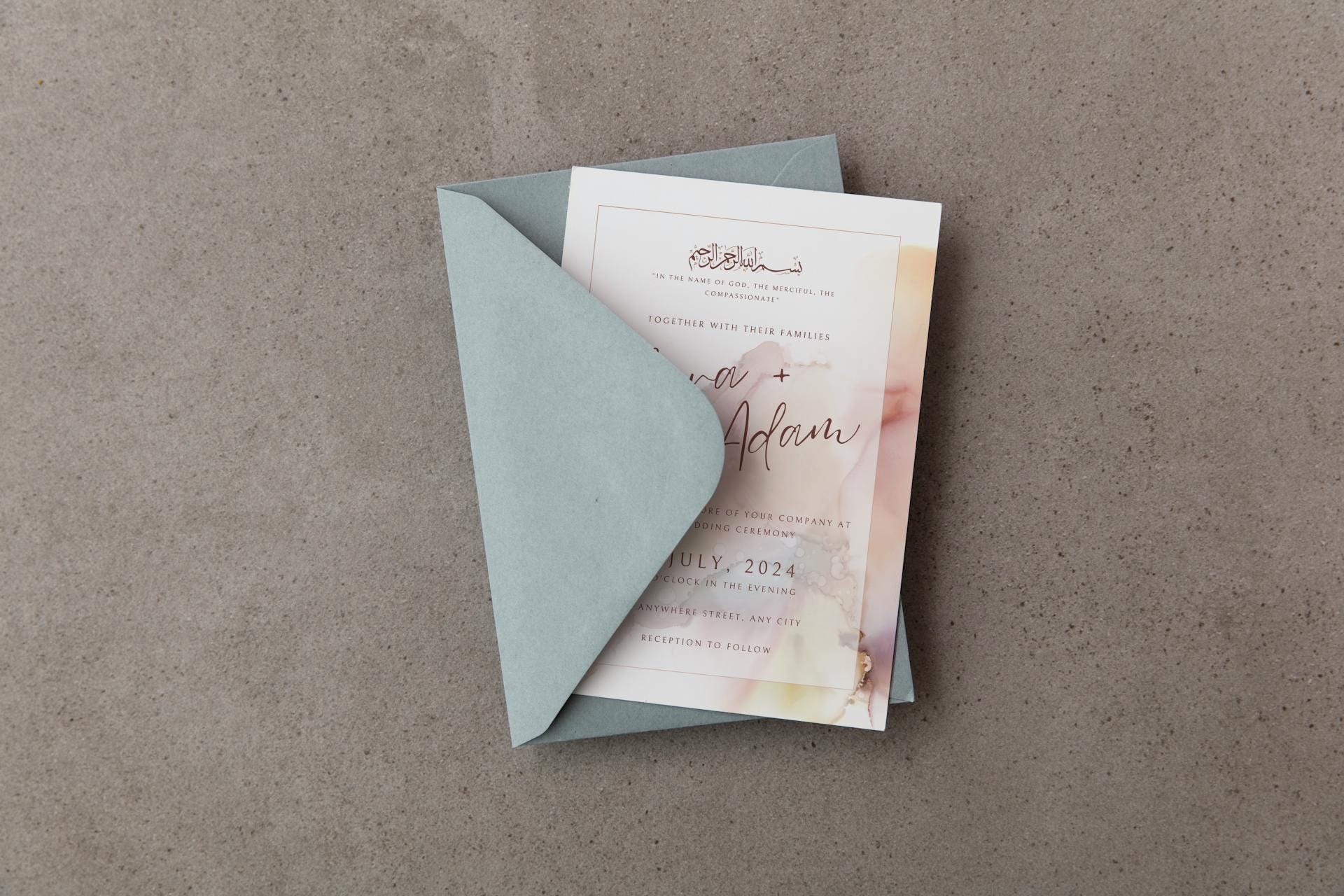 Digital Muslim Wedding Invitation Islamic Nikah Walima E-invite Modern ...