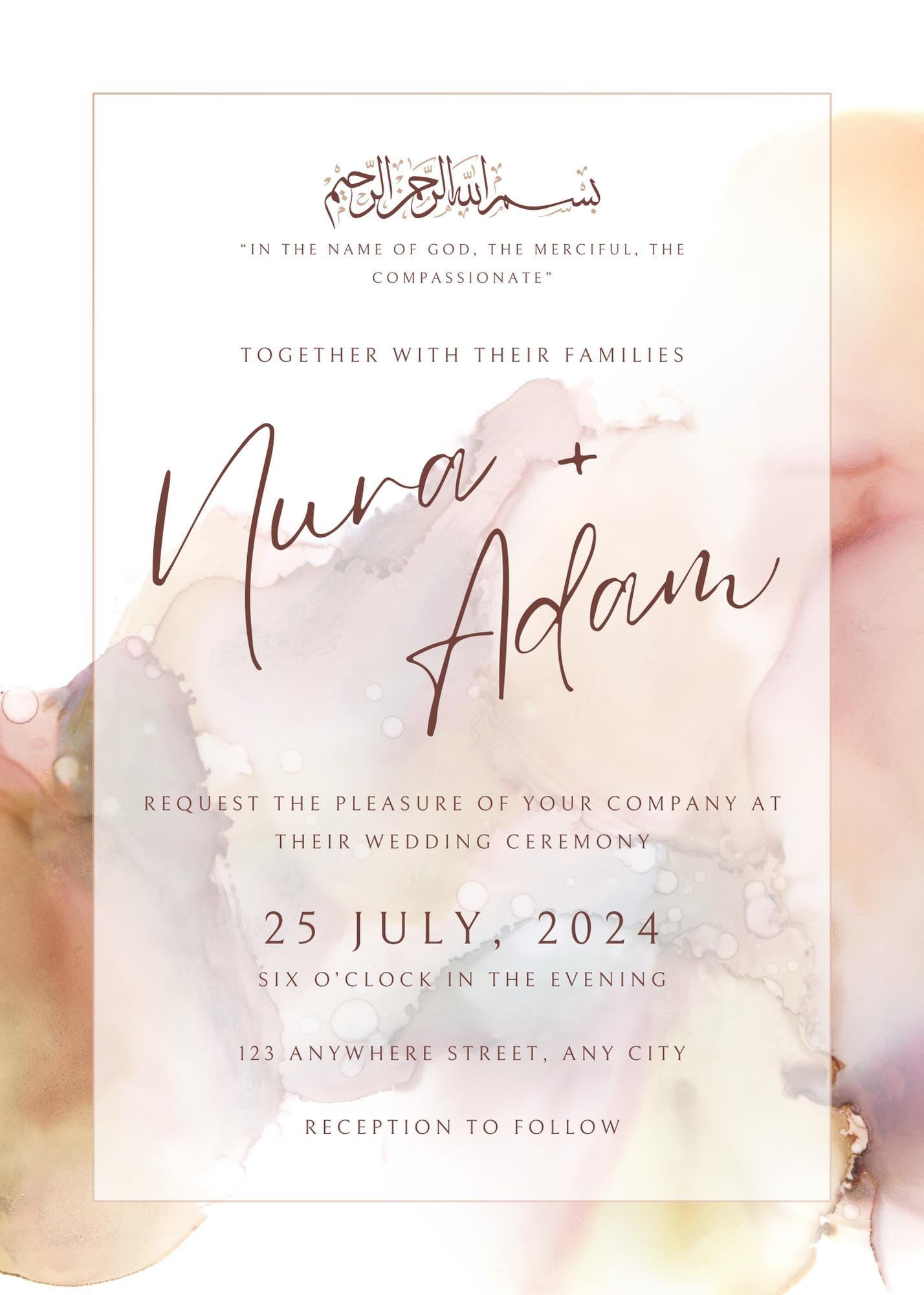 Digital Muslim Wedding Invitation Islamic Nikah Walima E-invite Modern ...