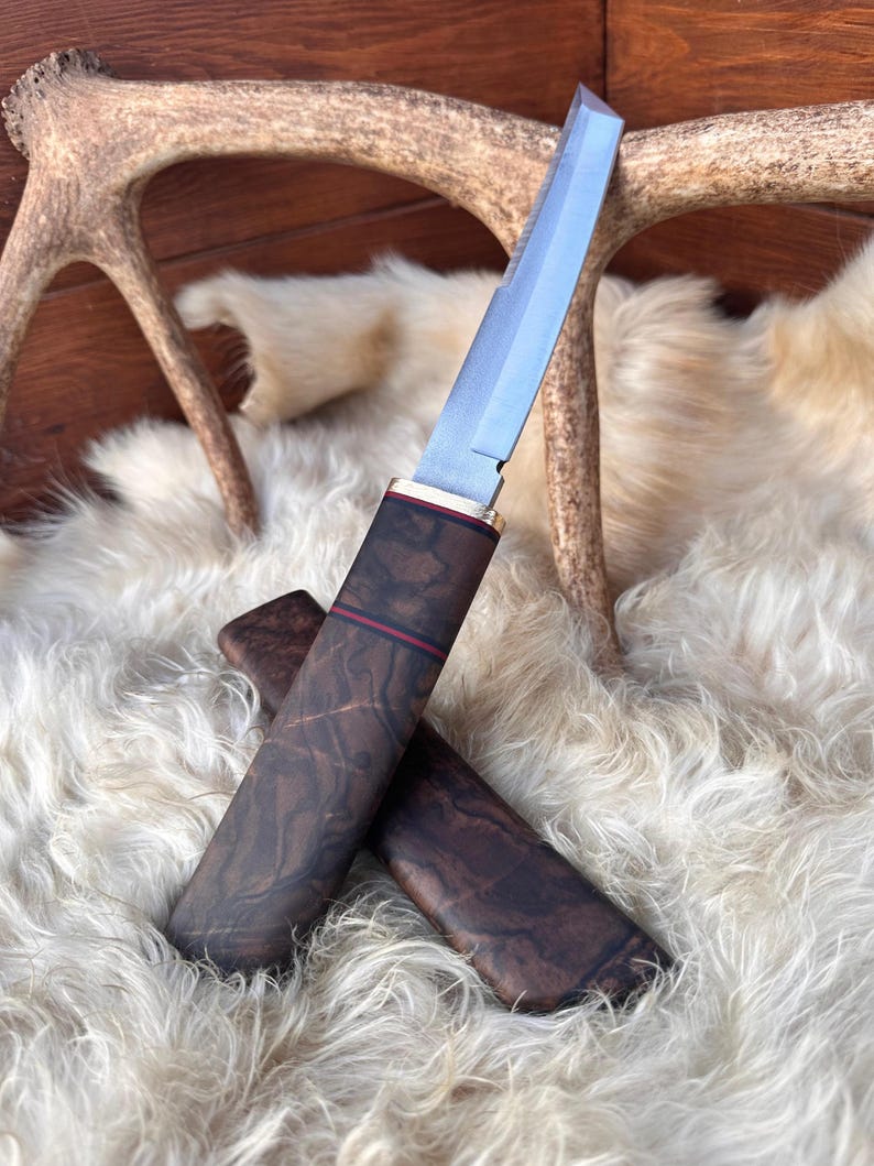 Handcrafted N690 Steel Tanto Knife: Black Walnut Handle, Collectible - Etsy