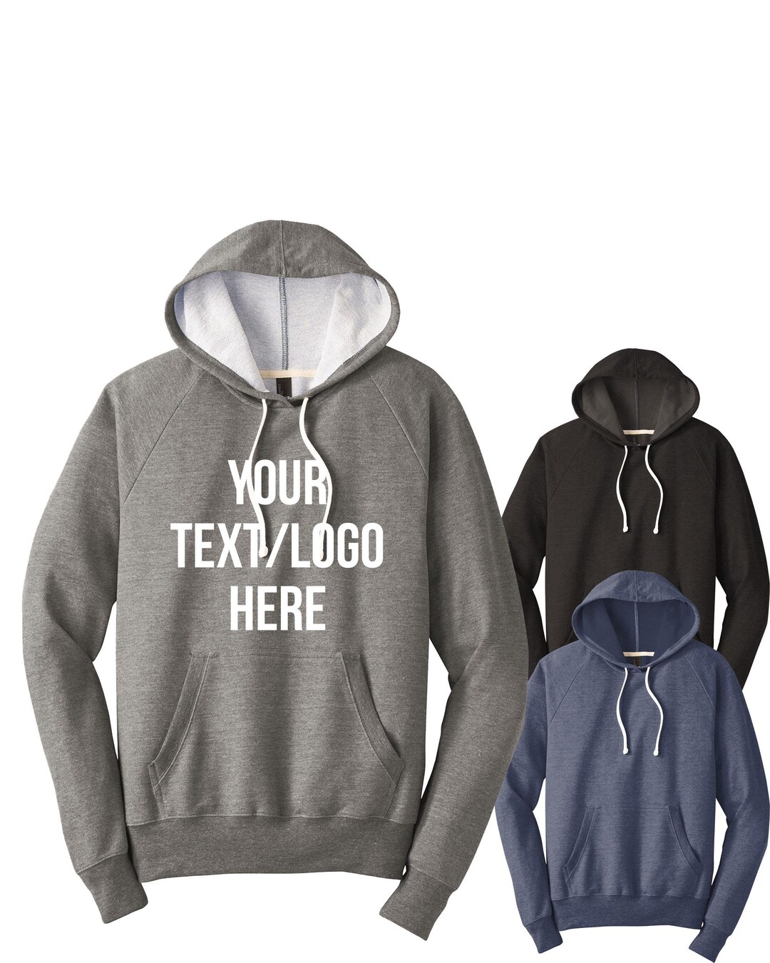 Custom French Terry Hoodie: Personalized Text & Logo District DT355 - Etsy