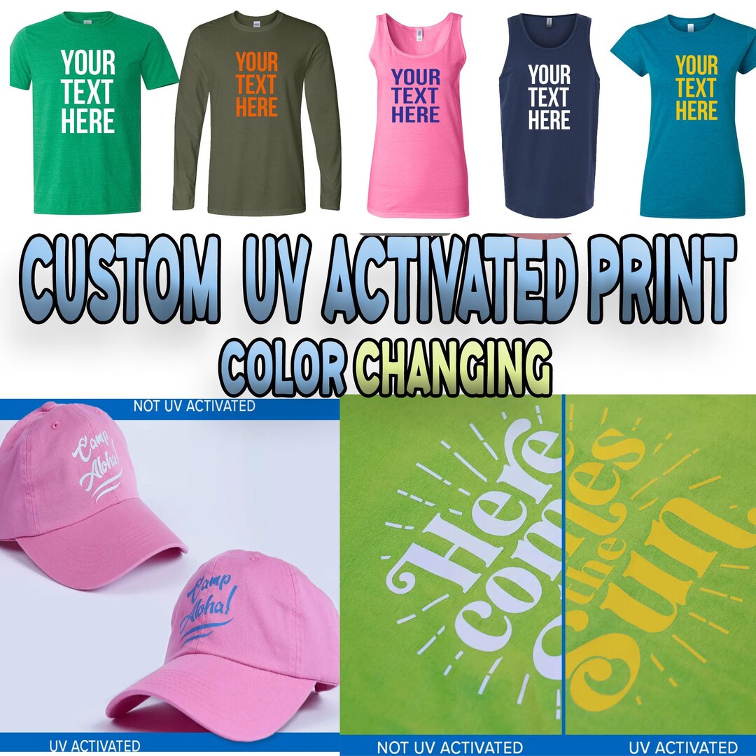 Custom UV Activated Color Changing Print on Gildan Softstyle Tshirt and ...