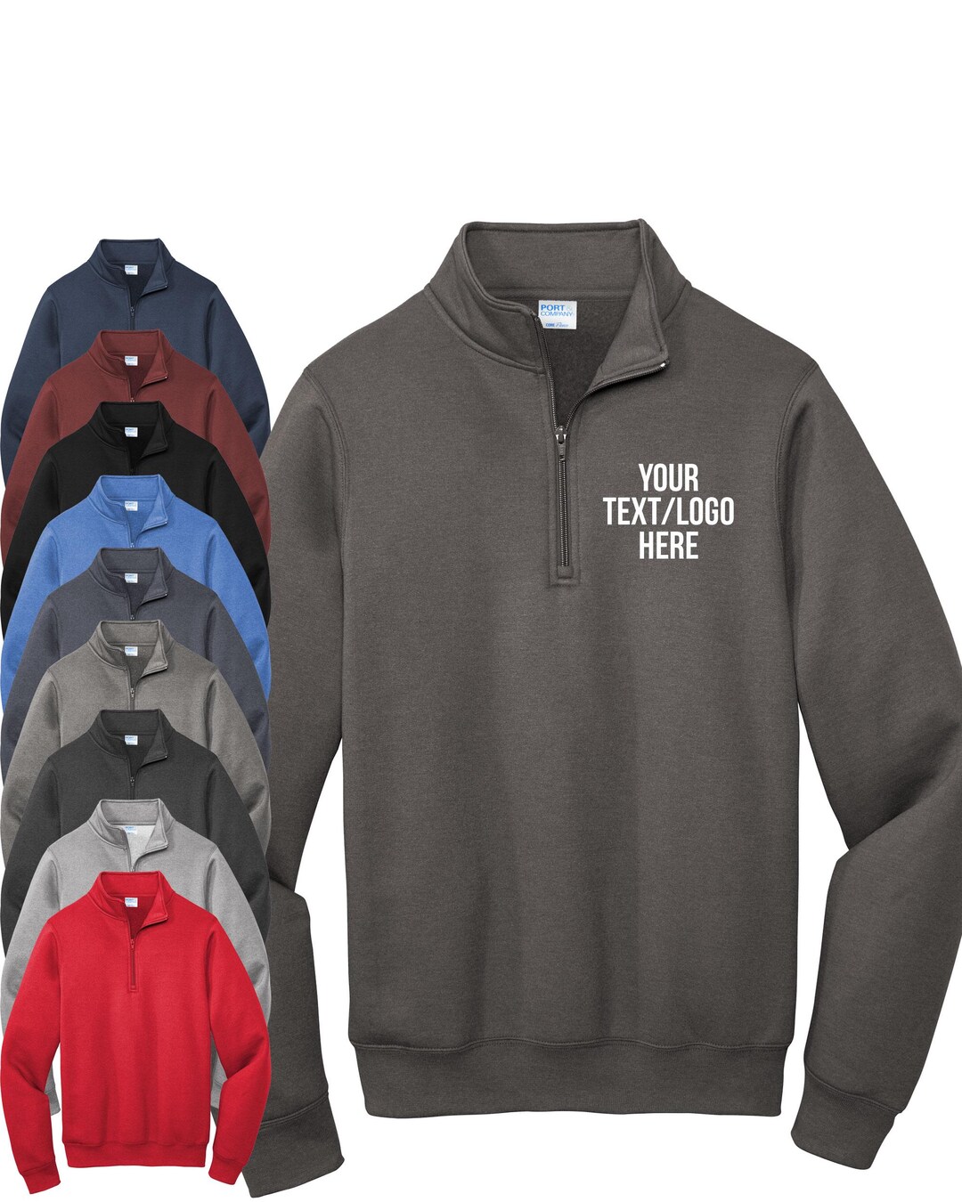 Port & Company PC78Q Custom 1/4-zip Fleece Pullover Solid or Glitter ...