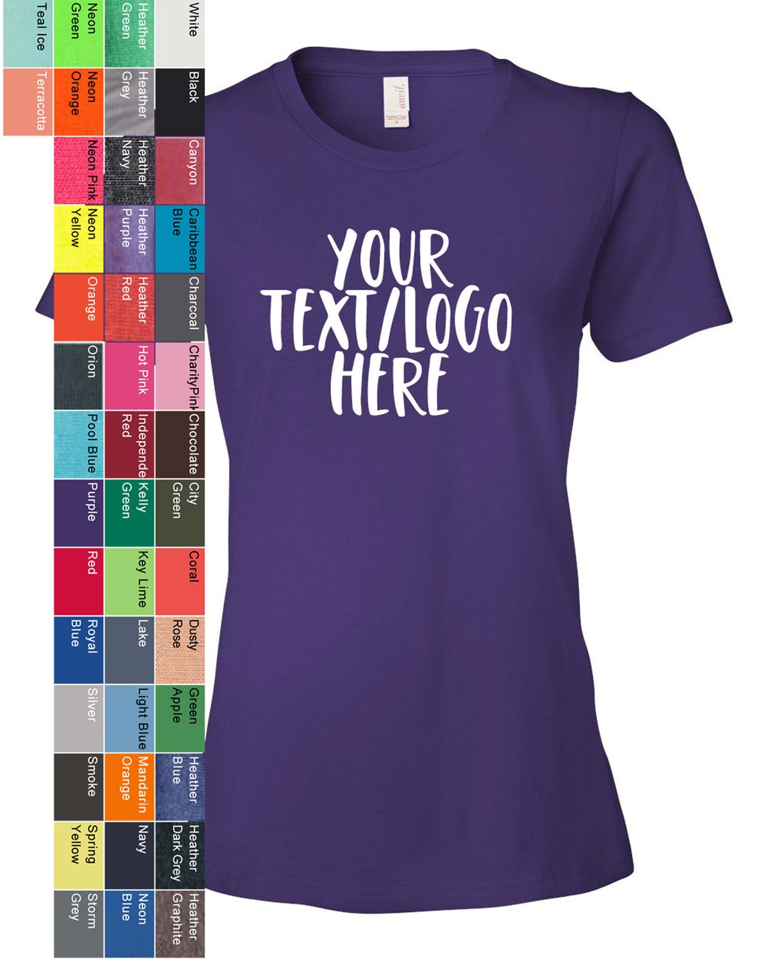 Customized Anvil Ladies' Ringspun Fashion Fit T-shirt 880 Custom Anvil ...