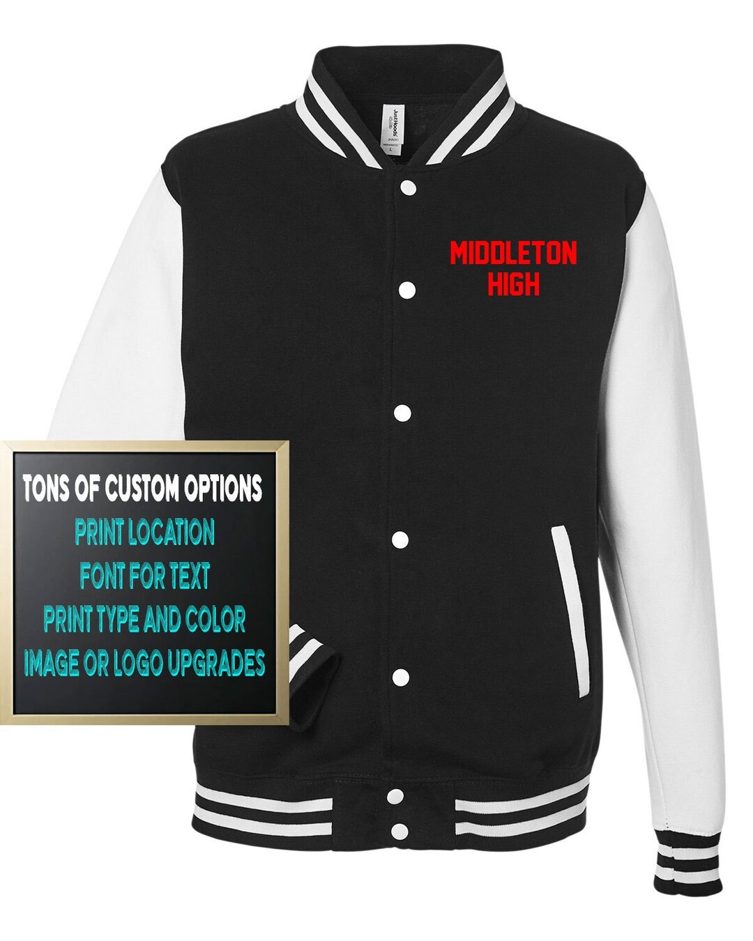Custom Made Black and White Letterman Jacket Awdis All We Do is JHA043 ...