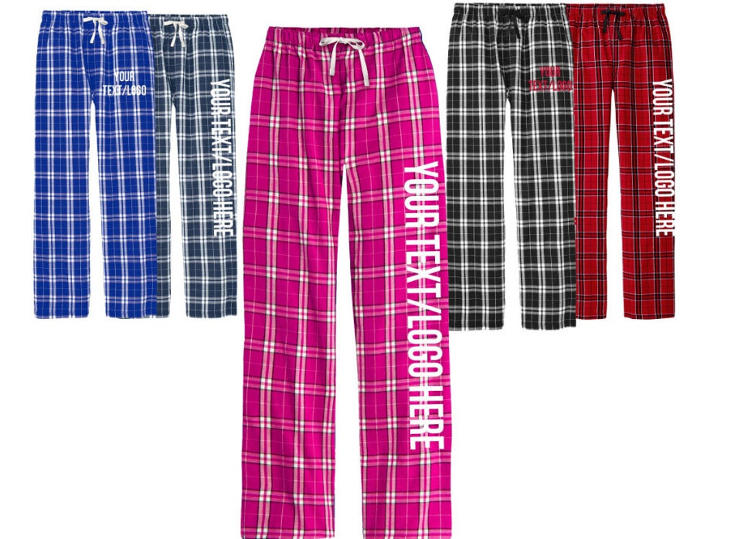 District ® Flannel Plaid Lounge Ladies Pants DT2800 Custom Personalized ...