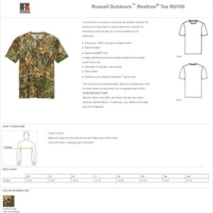 Russell Outdoors™ Realtree® Tee Tshirt RU100 Vinyl or Glitter Print Customized All Colors - Etsy