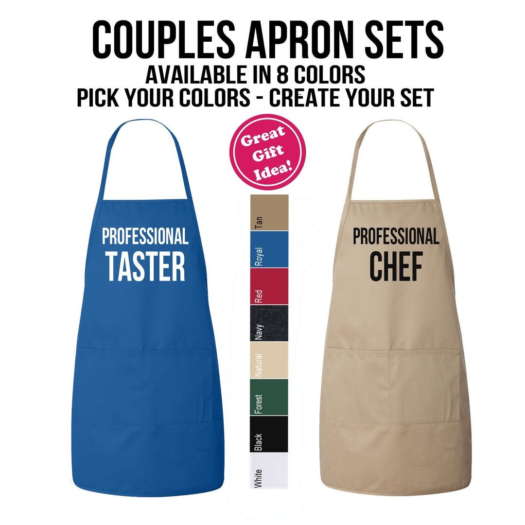 Chef & Taster Apron Set: Customizable Colors, Couples Cooking Gift - Etsy