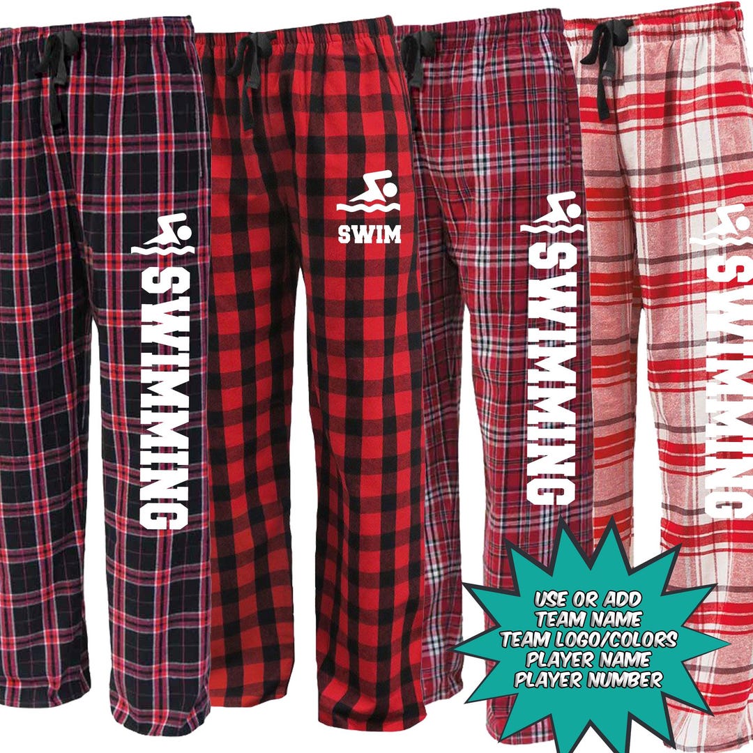 Adult and Youth Swimming Swim Team Plaid Flannel Pants Team Spirit Wear ...