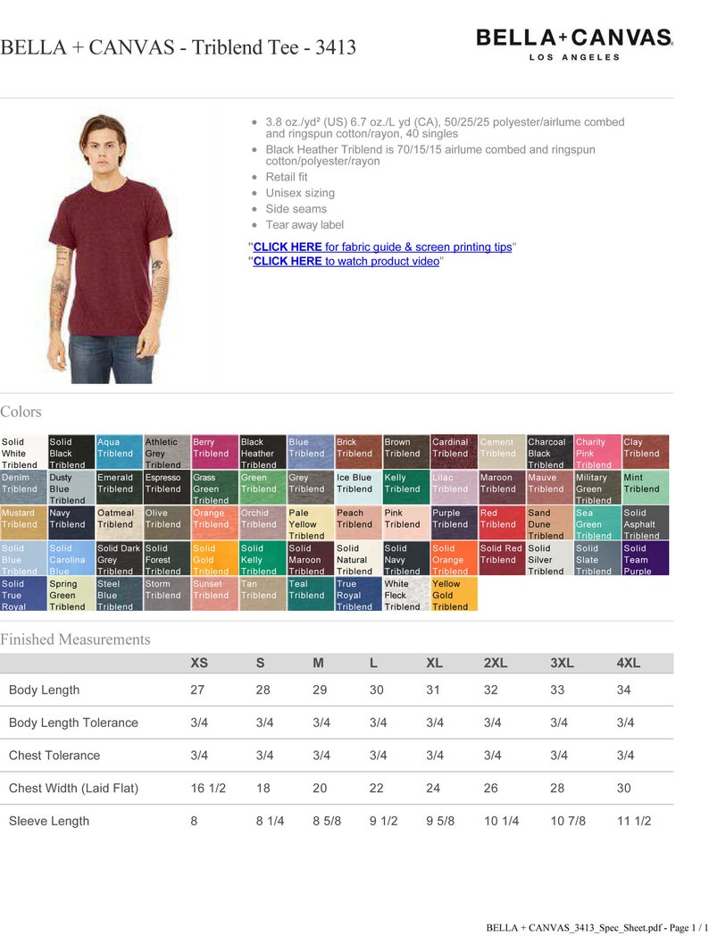 Custom Bella + Canvas Triblend Tee: Vinyl or Glitter Print 3413 - Etsy
