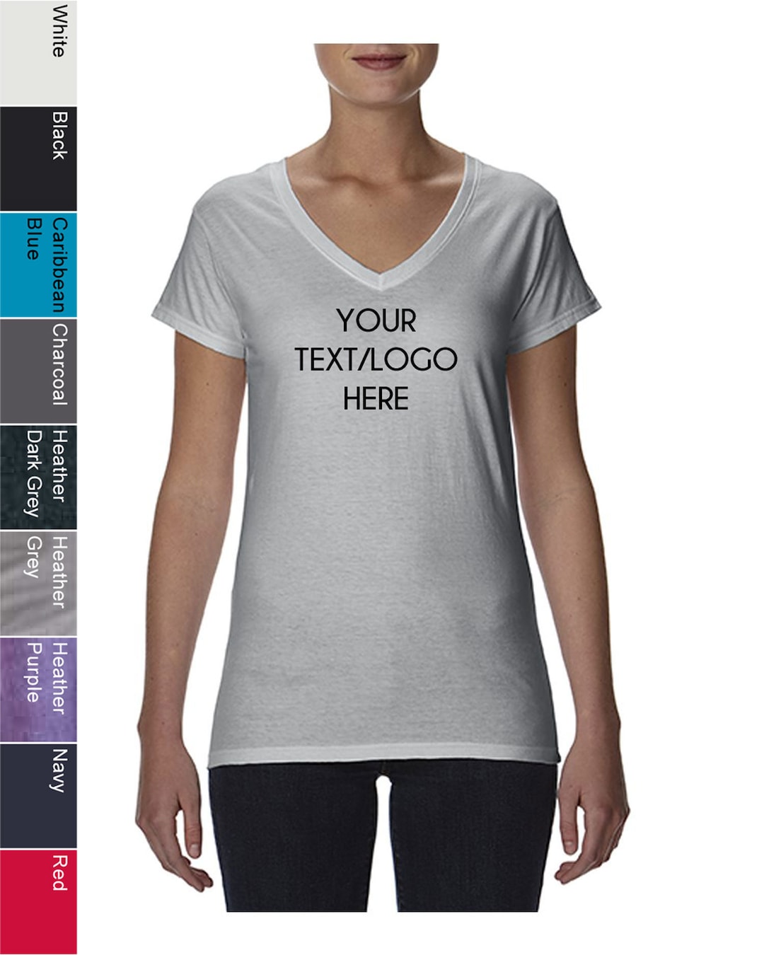 Custom Made Anvil - Women's Lightweight Fitted V-neck Tee - 380VL Vinyl ...