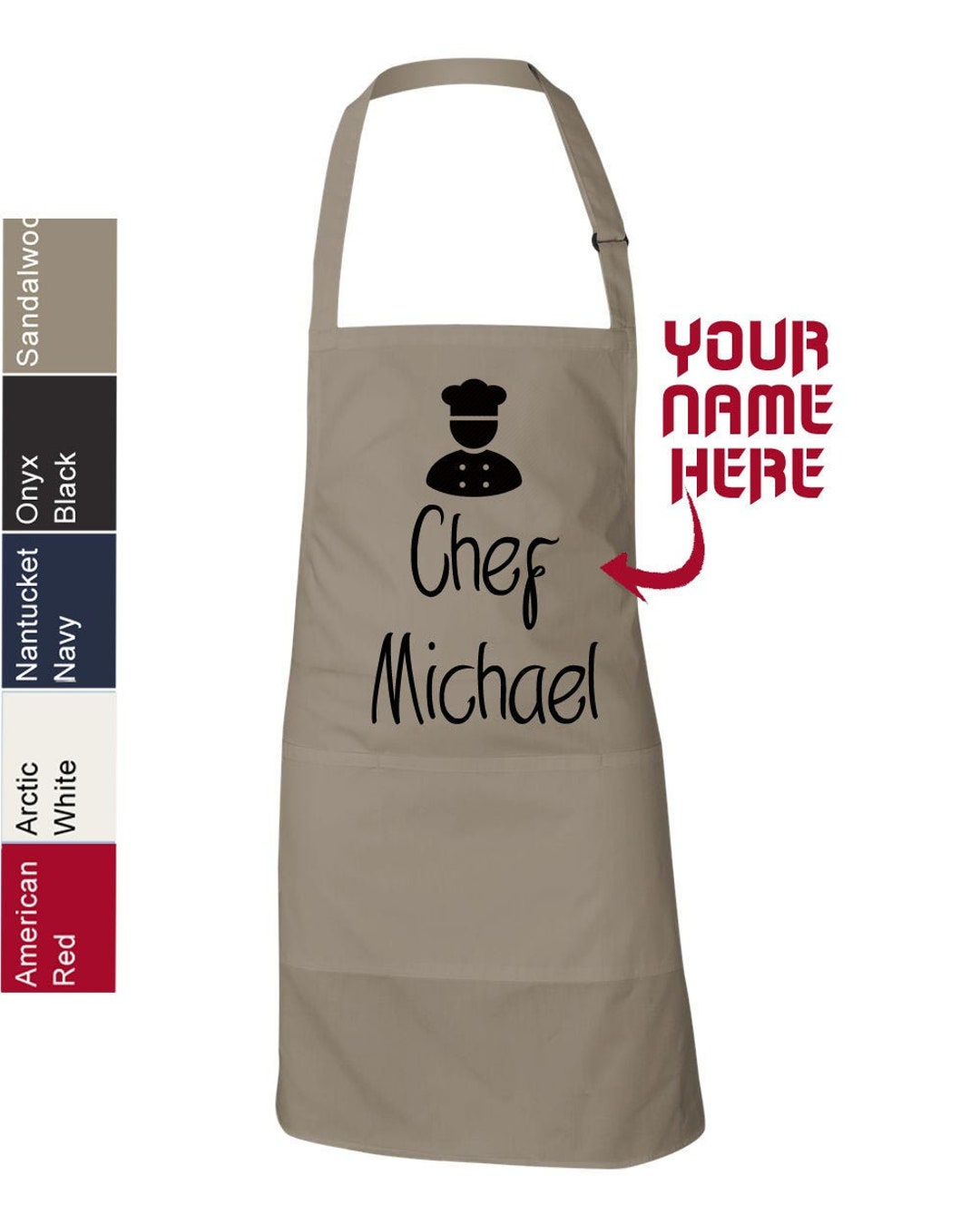 Personalized Chef Apron: Custom Name & Clipart, Stain Resistant - Etsy