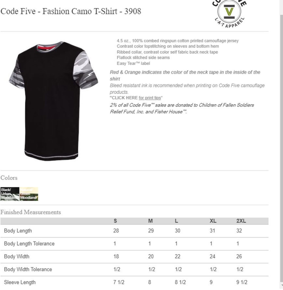 Custom Code Five Fashion Camo T-shirt 3908 All Colors and | Etsy