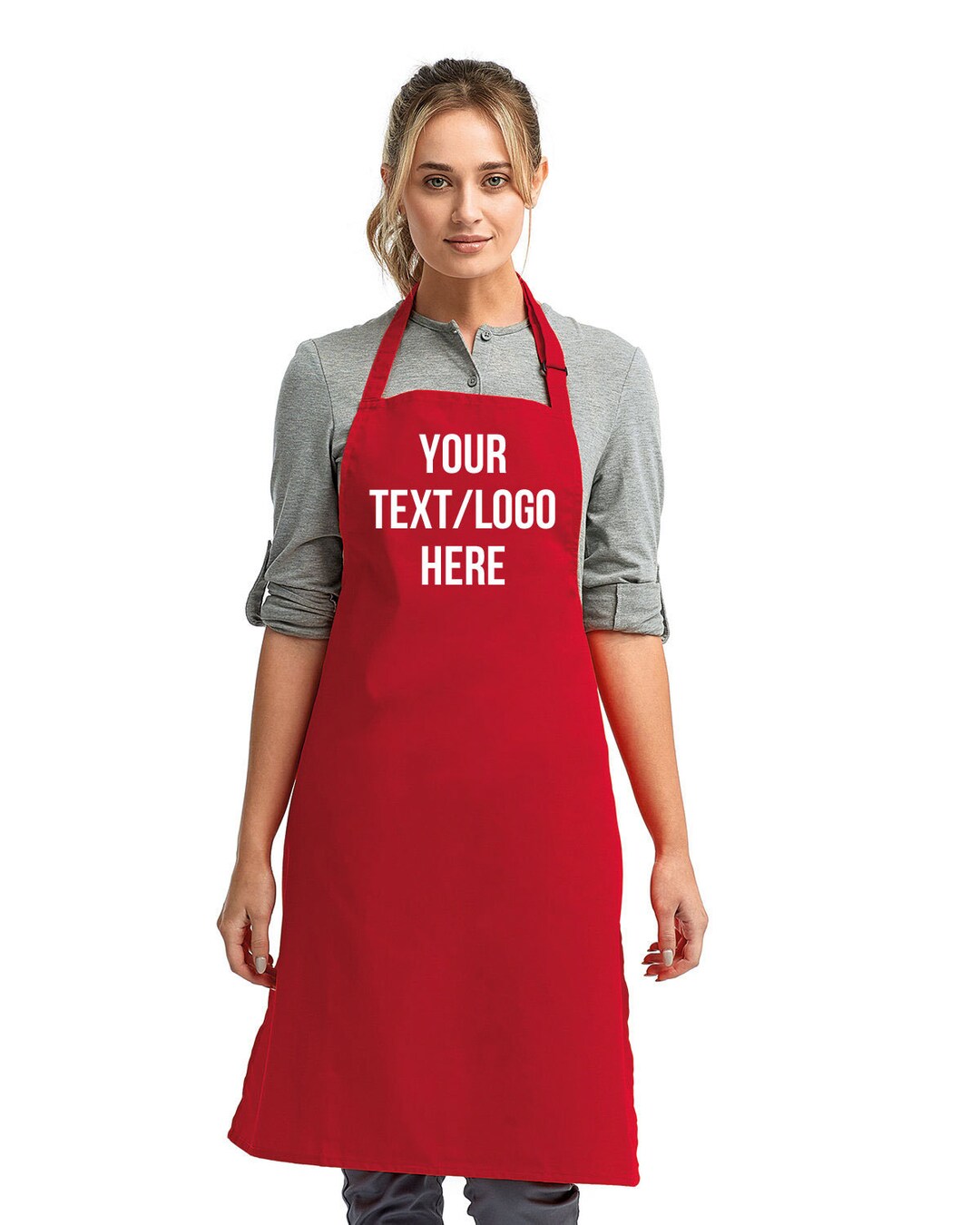 Customizable Red Bib Apron: Personalized Vinyl or Glitter Print - Etsy