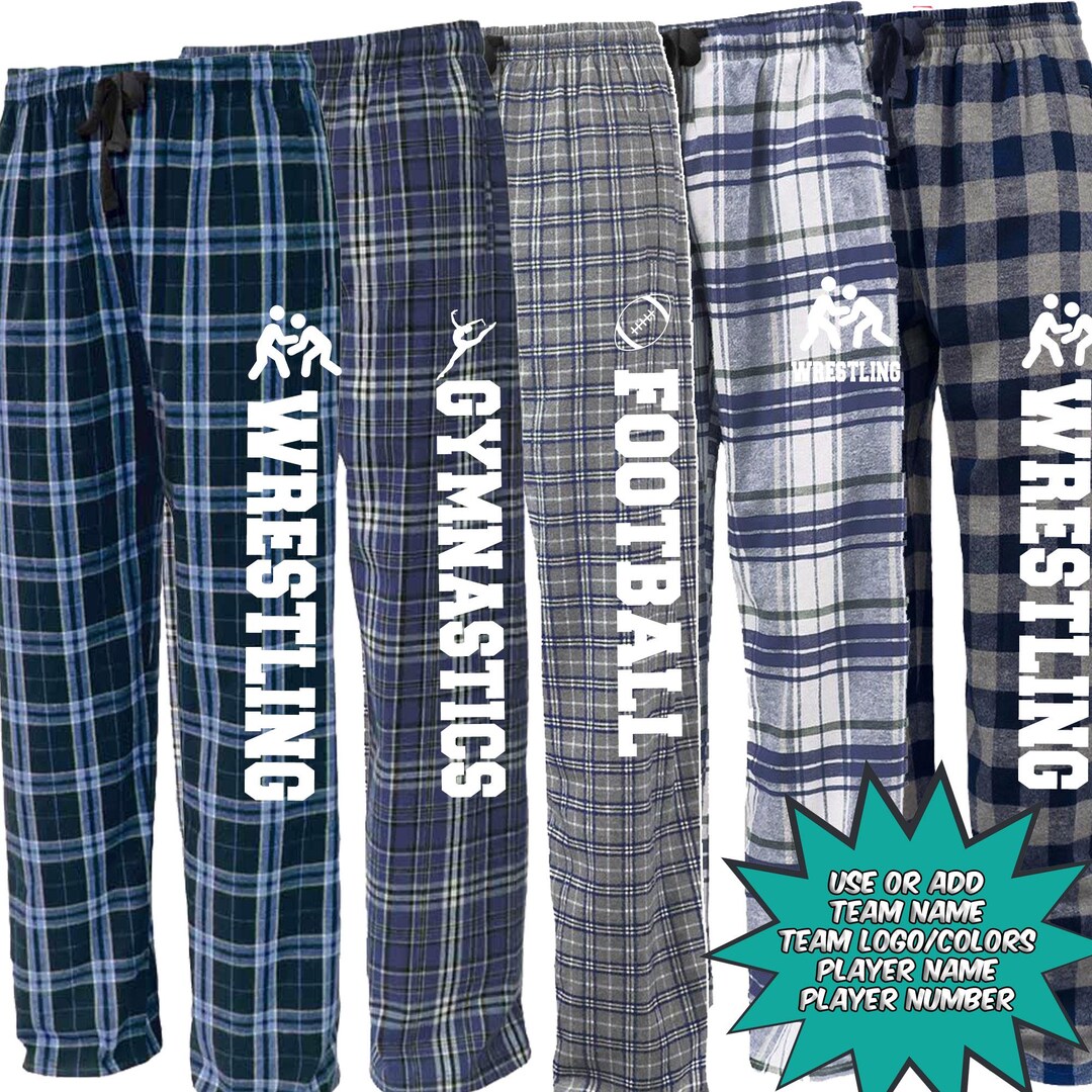 Adult Youth Wrestling Gymnastics Football Plaid Flannel Pants Team ...