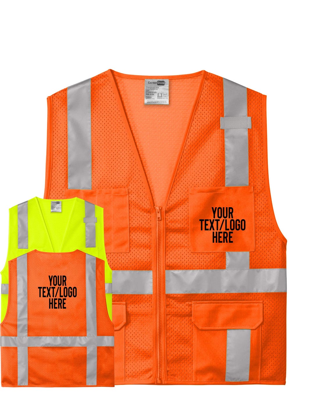 Cornerstone® ANSI 107 Class 2 Mesh Six-pocket Zippered Vest CSV104 ...