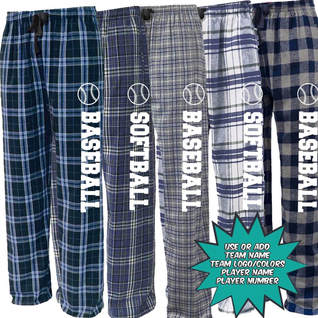 Softball Team Plaid Flannel Pants Team Spirit Wear Pajamas Monogram ...