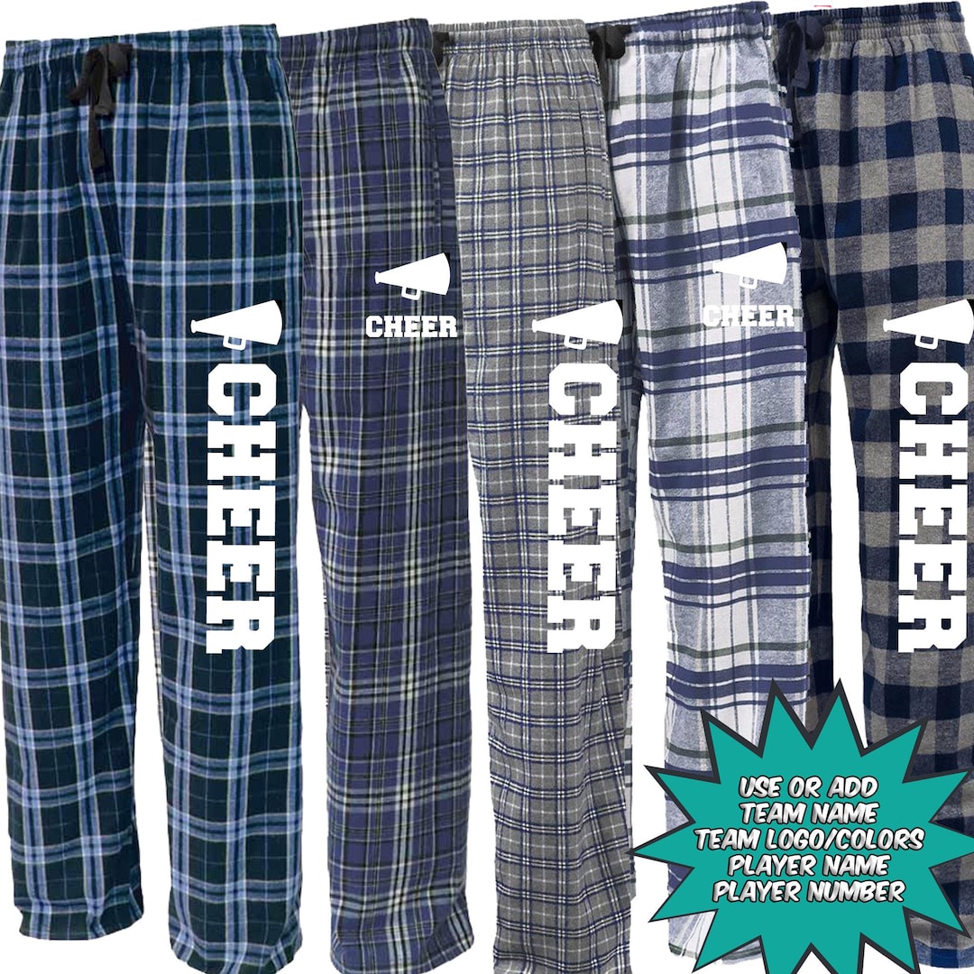 Navy Blue White Grey Plaid Flannel Cheer Pants: Personalized Team - Etsy