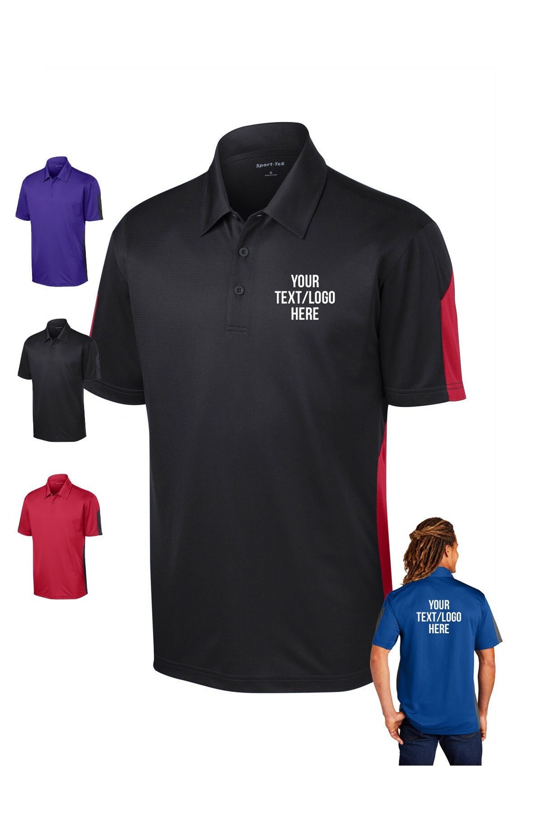 Custom Made Cornerstone Sport=tek Active Textured Colorblock Polo Shirt ...