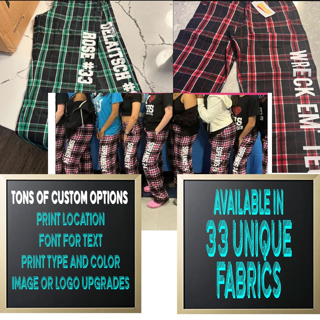 Custom Flannel Pants: Personalized Text, Adult & Youth 21 Color ...