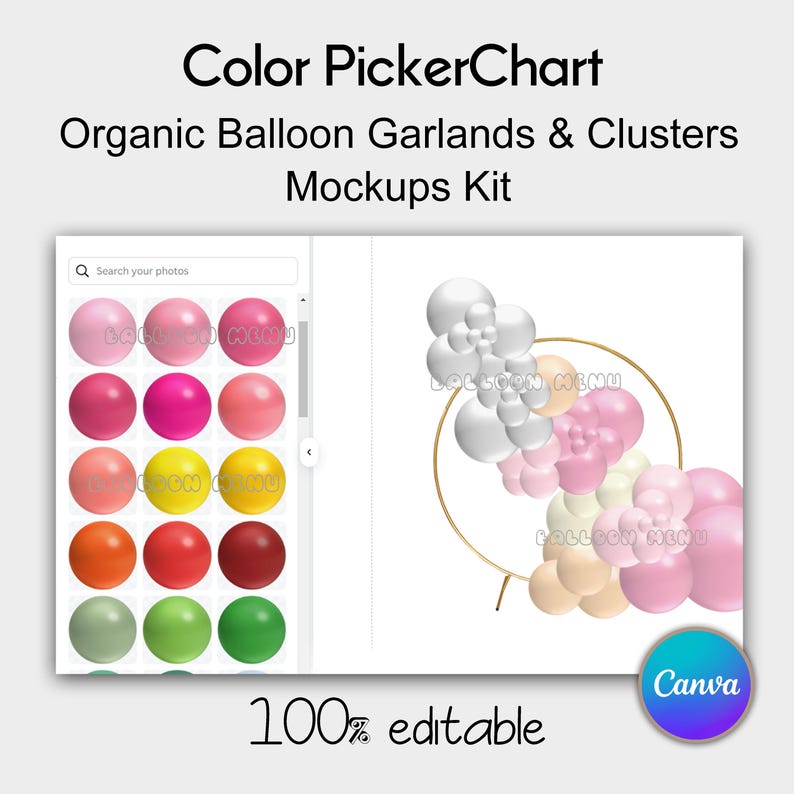 Color Pickerchart Organic Balloon Garlands & Clusters Mockups Kit - Etsy