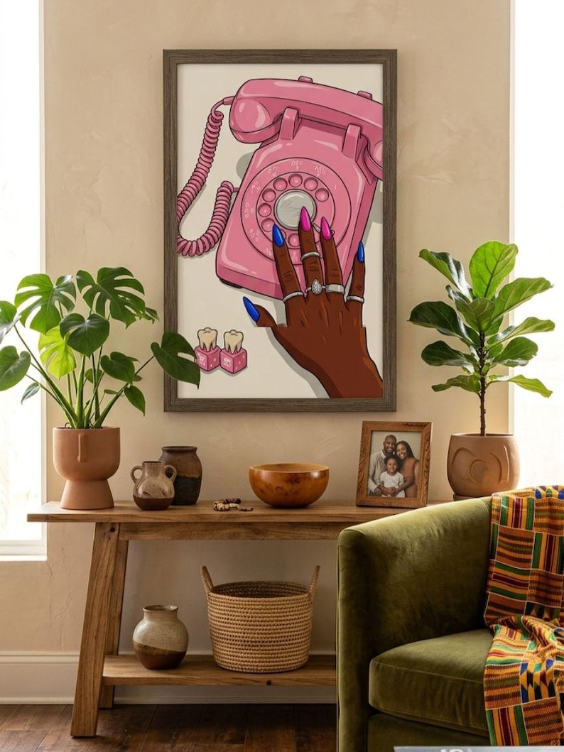 Pink Vintage Telephone Art Print (digital Download) – Retro 90s Poster ...