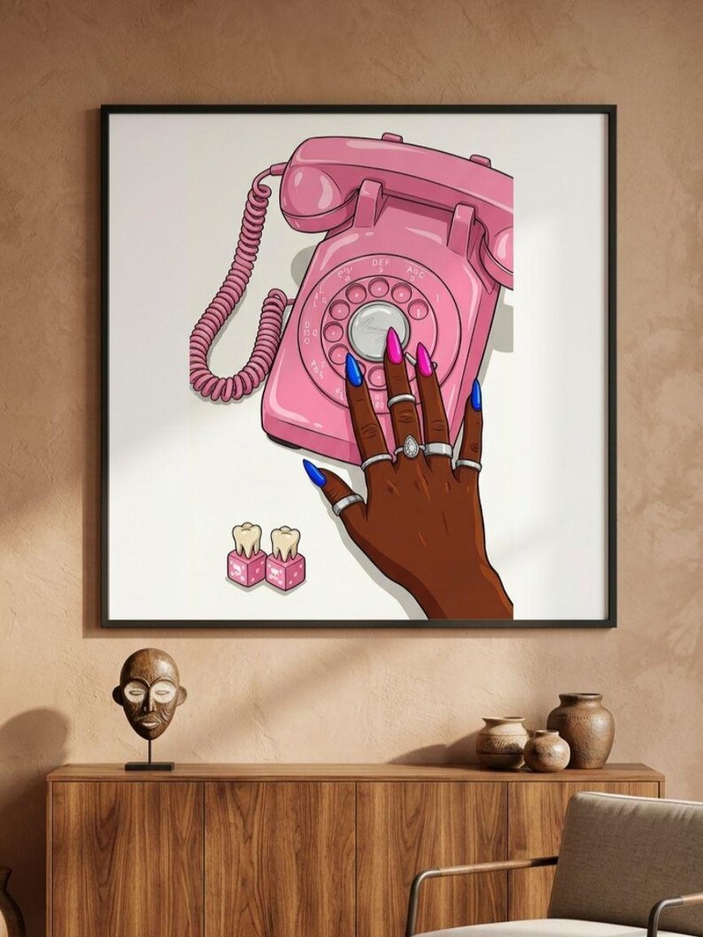 Pink Vintage Telephone Art Print (digital Download) – Retro 90s Poster ...