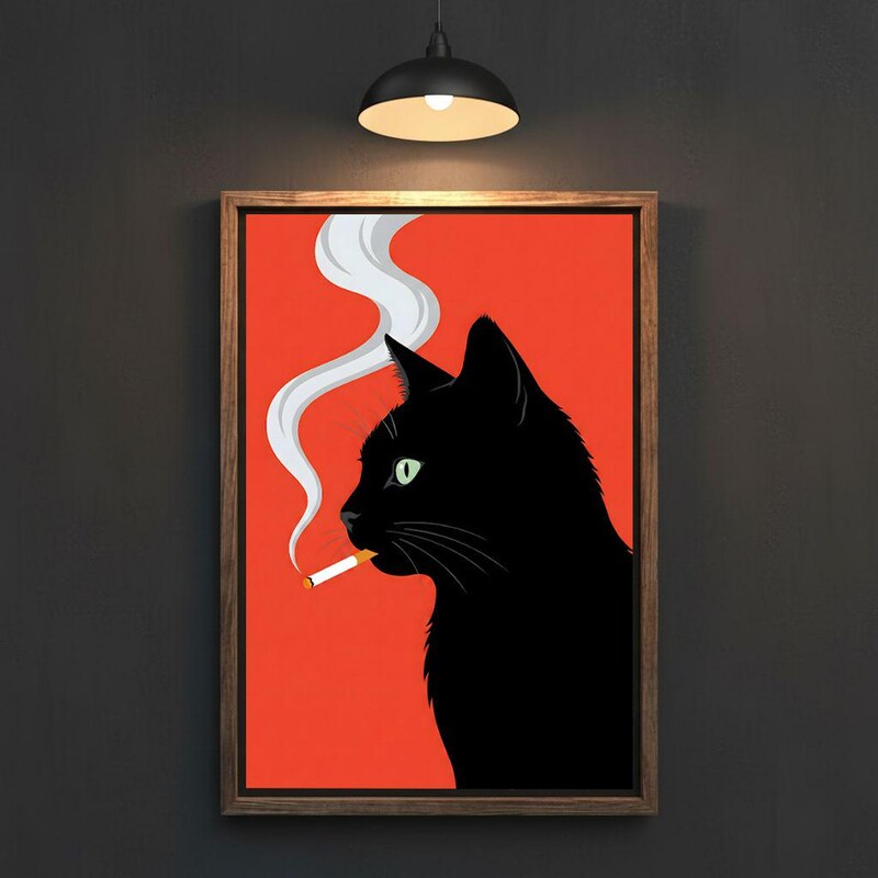 Black Cat Poster - Etsy