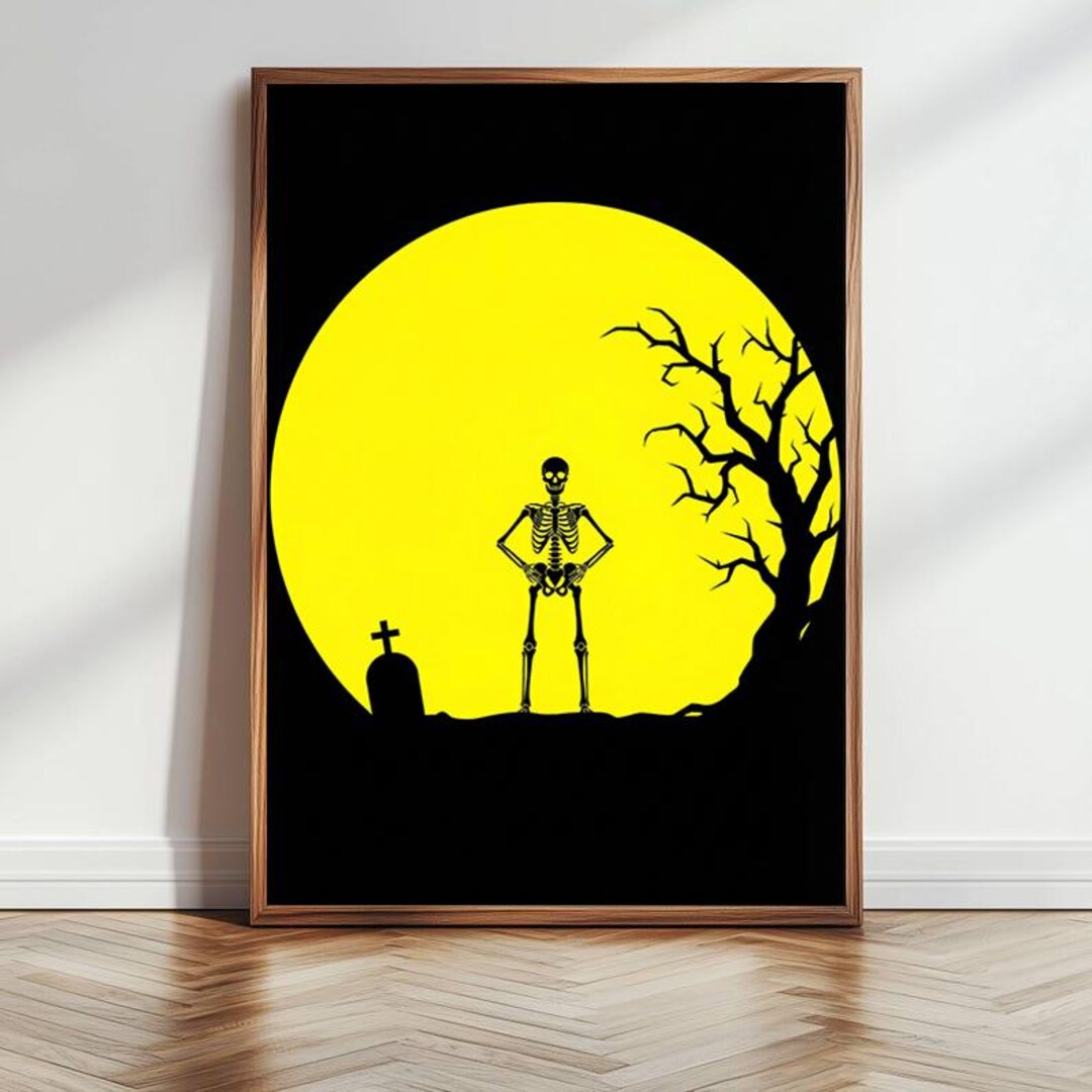 Skeleton Moon Print, Gothic Macabre Art (digital Download) - Etsy