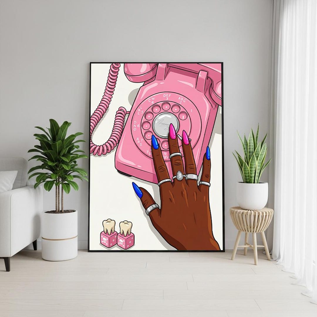 Pink Vintage Telephone Art Print (digital Download) – Retro 90s Poster ...