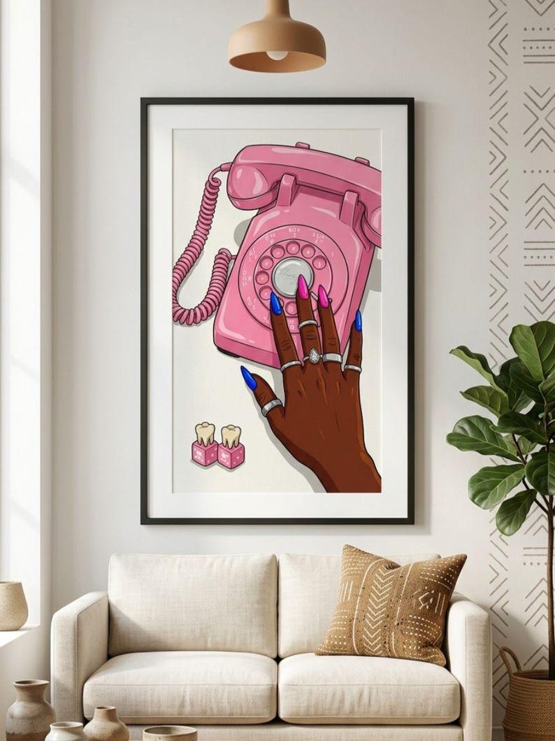 Pink Vintage Telephone Art Print (digital Download) – Retro 90s Poster ...