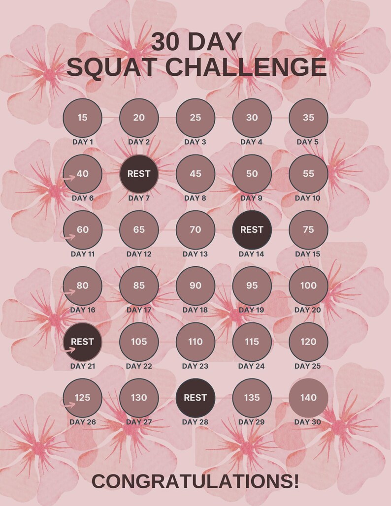 30 Day Squat Challenge - Etsy