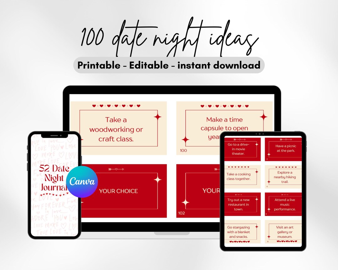 Romantic Date Night Cards Printable Date Ideas for Couples Date Night ...